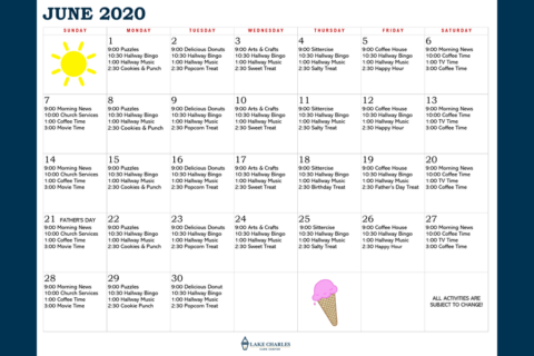 Lake Charles Care Center | June Activity Calendar